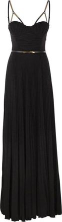 Elisabetta Franchi Femme, Robes, Noir, Taille: 34 FR Shoulder Straps Belt Gold-Tone Hardware