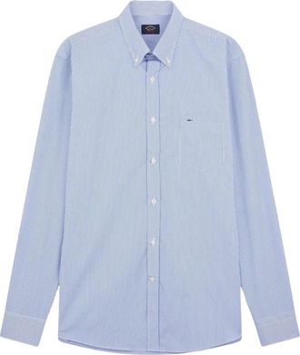 Paul & Shark Homme, Chemises, Bleu, Taille: 6XL Thin Striped Cotton Shirt