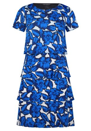 Betty Barclay Damen Stufenkleid mit Flügelärmeln 46, Blau/Weiß