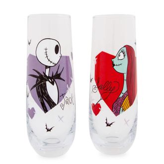 Silver Buffalo Disney The Nightmare Before Christmas Jack and Sally Gl&auml;ser, geriffelt, 2 St&uuml;ck
