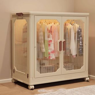 Generic Kleiderschrank Klappschrank Shrankschlafzimmer Aus Polypropylen Und Metall Kombinierbar Lenkrollen Mit Bremsen Magnetfunktion Verschiedene Größen(68.5