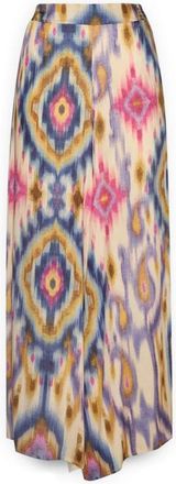 Elena Miro Femme, Pantalons, Violet, Taille: 40 FR Pantalon en viscose imprim&eacute;e