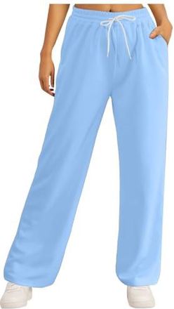 Generic Pantalon Droit Femme Taille Elastique- Pantalon Sport Femme avec Cordon De Serrage Poches Ample Sweatpants DéContracté Quotidien Classique Basique Pan