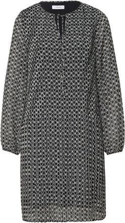 Comma Minikleid Kleid Plissiertes Chiffonkleid mit All-over-Print