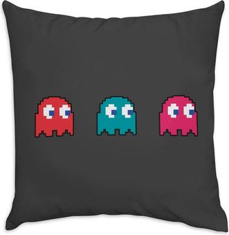 Fabulous Kissenh&uuml;lle aus schwarzem Samt - Geister Pixel Charaktere Videospiele Retro Game Arcade 80er - 40 x 40 cm, samtig