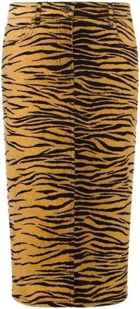 Moschino Femme, Jupes, Multicolore, Taille: 40 FR Jupe crayon en gabardine de coton stretch imprim&eacute;e