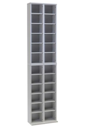 MID.YOU Mid.you Cd-Regal, Wei&szlig;, Holzwerkstoff, 20 F&auml;cher, 42x183x20 cm, Wohnzimmer, Regale, CD & DVD-Regale