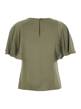 Michael Michael Kors Womens Cape Sleeve Top Green Polyester Tops