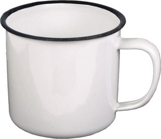 Fox Outdoor Products MFH Emaille-Tasse, wei&szlig;-schwarz, 350 ml, Durchmesser 8 cm