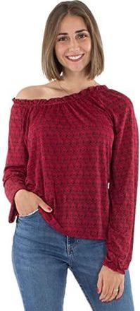 Coline Blouse Femme Encolure Large Manches Longues - Couleur : Rouge - Taille : XL