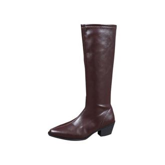 Generic Bottes d&eacute;quitation confortables &agrave; enfiler pour femme - Style d&eacute;contract&eacute; - Bout pointu - Fermeture &eacute;clair lat&eacute;rale, caf&eacute;, 37.5 EU