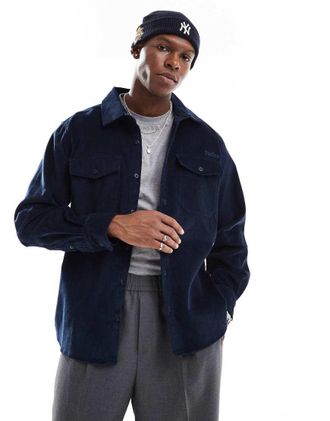 Parlez Clothing Hinton - Chemise en velours côtelé à manches longues - Bleu marine