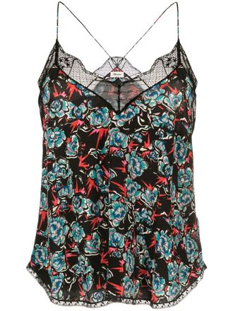 Zadig&Voltaire caraco en soie Christy &agrave; fleurs - Noir