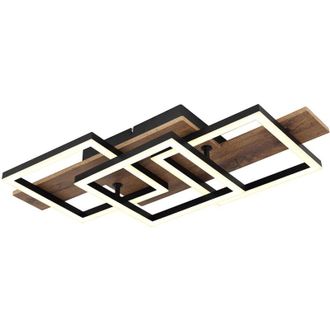Globo Lighting Globo Lighting - Plafonnier led en bois Lampe de salon Carr&eacute;s, mdf m&eacute;tal, 24W 1300Lm blanc chaud, LxLxH 58x33x8,5 cm