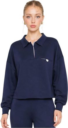 Kocca Ensemble de d&eacute;tente avec polo &agrave; manches longues et pantalon - Femme - Sweatshirts et sweats &agrave; capuche - Bleu - Taille: 36 FR