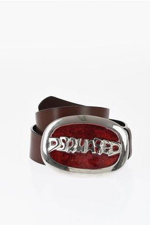 Dsquared2 Leather Belt with Glittered Buckle 40mm size 80
