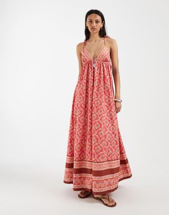 Free People Sorrento - Robe boh&egrave;me longue &agrave; fleurs - Baie multicolore