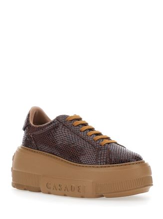 Casadei Womens Sneakers Nexus Brown Leather Trainers
