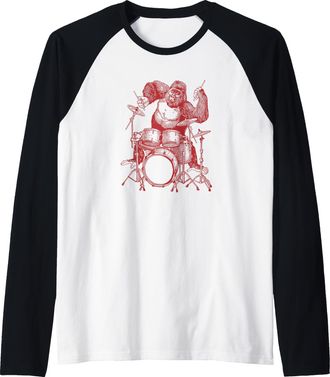 Seembo Gorilla Spieltrommeln AFFE Funny Animal Rock Drummer Raglan