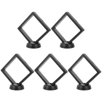 Aboofan Schmuckdisplay Aufbewahrungsbox 9X9cm Schwarz 5 St&uuml;ck Klare Vitrine mit Schwebeeffekt Displayrahmen f&uuml;r M&uuml;nzen Pins und Kleine Sammlerst&uuml;cke