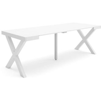 Skraut Home Ausziehbarertisch, Multifunktionaler ausziehbarer, 220, F&uuml;r 10 G&auml;ste, Massivholz Beine, Moderner Stil, Wei&szlig; - Skraut Home