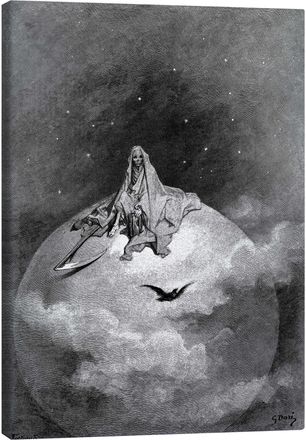 Posterlounge Der Rabe Leinwandbild von Gustave Doré 30 x 40 cm Schwarz-Weiß Wandbilder Wanddeko