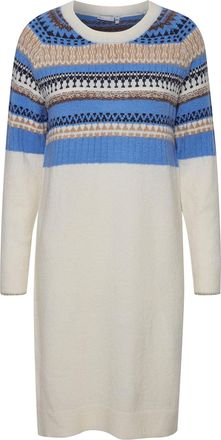 Fransa FRISABELLA Damen Strickkleid Feinstrickkleid Kleid mit Rundhalsausschnitt und Muster mit Wolle und Alpaka-Anteil, Größe:XL, Farbe:Silver Lake Mix (201