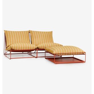Sklum Amaro 2-teiliges modulares Gartensofa und umwandelbarer Ottoman Honiggelb - Rot Acryl