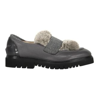Lorena Antoniazzi Pelz-Leder-Loafer - - Shoes - Damen - Grau - 40 EU