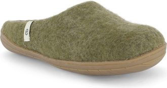 Egos Hausschuhe Damen und Herren Gummisohle 46 Moosgrün | Warme und Bequeme Filzschuhe für Winter und Sommer | Handgefertigte Filzhausschuhe Damen aus 100%