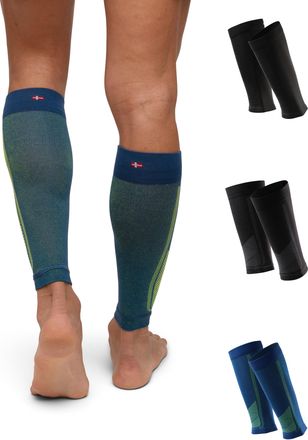Danish Endurance Waden-Kompressionsstr&uuml;mpfe ohne Fu&szlig; (1 | 3 Paar), 21-26 mmHg, Unisex, f&uuml;r Damen & Herren, (1 Schwarz, 1 Schwarz/Grau, 1 Blau/Gelb), XL