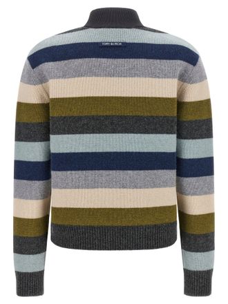 Tory Burch Striped Wool Sweater - Navy