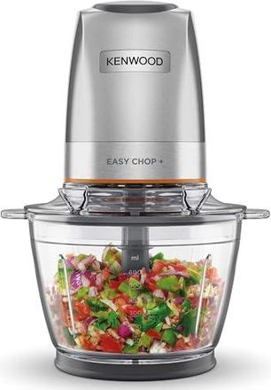 Kenwood EasyChop+ CHP62.400 SI Elektrischer Zerkleinerer mit Vierfach-Klingen aus Edelstahl, One-Touch-Bedienung, Eiscrusher, 0,6 l Arbeitsbehälter, Spülmasch