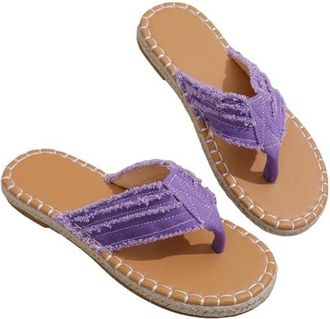 Generic Tongs pour femme - Sandales romaines pour femme - Sandales de plage - Pantoufles creuses - D&eacute;contract&eacute;es - &Agrave; clip - Chaussures plates, lilas, 40 EU