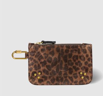 Jerome Dreyfuss Porte-monnaie Popoche XS Cuir Imprim&eacute; L&eacute;opard Naturel