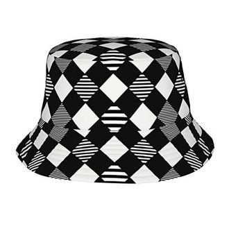 Generic Personnalisé Seau Chapeau Carreaux Blancs Chapeaux de Soleil de Plage Imprimé Bobs Homme pour pêche Outdoor activités