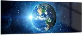 Arttor Panorama Bilder auf Glas Erde Universum Sterne Galaxie Glasbild 140x50cm Wandbilder Dekoration Wohnzimmer Schlafzimmer Küche Groß XXL Wanddeko Bild im