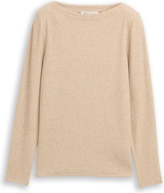 Tom Tailor Damen 1039801 Longsleeve T-Shirt, 28683-Intense Beige Melange, XXL