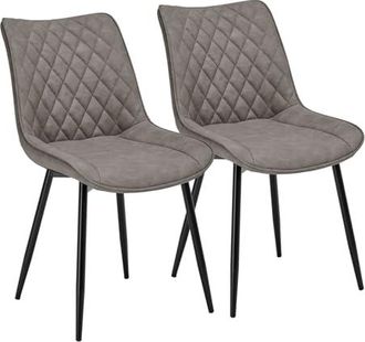 Woltu Chaise de Salle &agrave; Manger Lot de 2, Chaises de Salon Scandinaves, pour Salle de S&eacute;jour, Chambre &agrave; Coucher, Cuisine, en Similicuir et M&eacute;tal, Gris Fonc&eacute;,