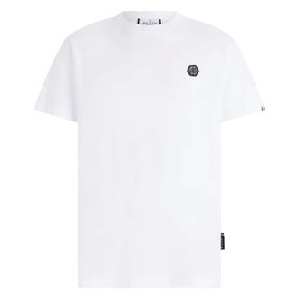 Philipp Plein Homme, Tops, Blanc, Taille: XL Round Neck T-Shirt Basic