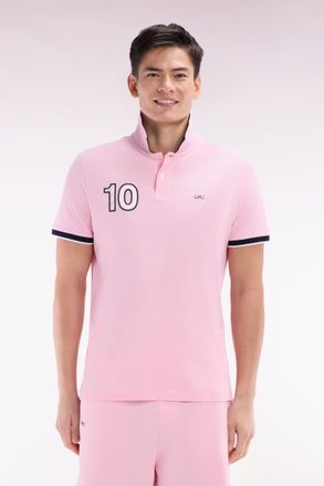 Eden Park Polo &Agrave; Manches Courtes En Coton Rose Broderie 10 Coupe D&eacute;contract&eacute;e