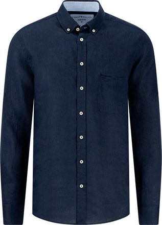 Fynch-Hatton Herren Premium Leinenhemd mit Button-Down-Kragen, Navy, XL