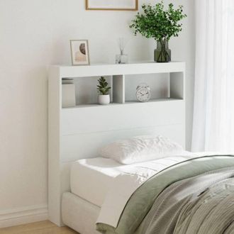 vidaXL LED-Kopfteil mit Ablagen Wei&szlig; 100x17x102 cm Vidaxl