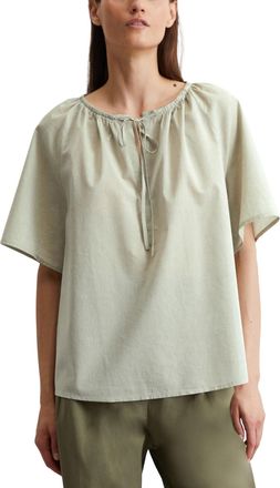 Marc O'Polo Damen Kurzarmbluse zum Binden Relaxed Fit, Grün (Smooth Sage), 38