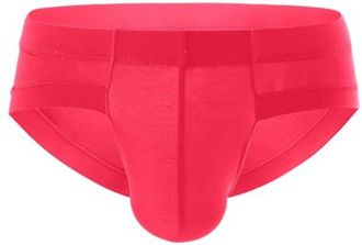 Generic Culottes pour homme - Fourche haute - Respirantes - En maille - Grande taille - Ray&eacute;es - Confortables, rouge, M