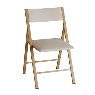 Generic Folding Dining Chair - Iron Frame, 330lbs Capacity, No Assembly Needed, PU Leather Upholstered for Indoor/Outdoor Use, Home, Conference, Weddings (Bei