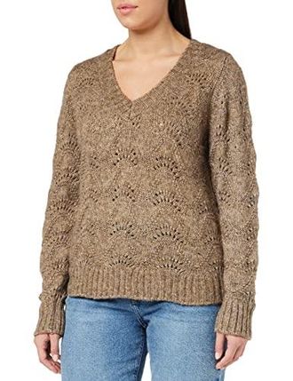 Pieces PCBIBBI LS V-Neck Knit Noos BC Sweater, fossile, S Femme