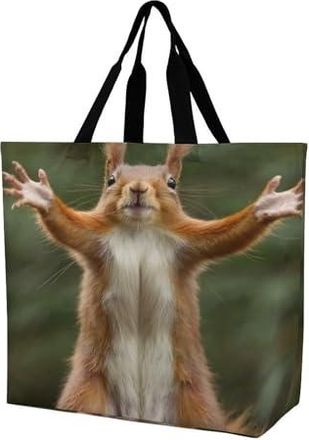 Generic &Eacute;cureuil Animal Dr&ocirc;le Sac Fourre-Tout Pliable Tote Bag Imperm&eacute;able Sac A Main Femmes Pour Plage Travail Shopping