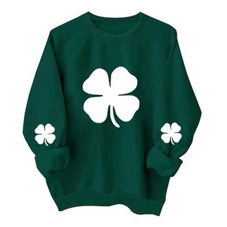 Generic 2026 Sweat-shirt uni confortable pour femme - Chemises de la Saint-Jour pour femmes - Manches longues et col rond - Sweatshirts irlandais surdimension