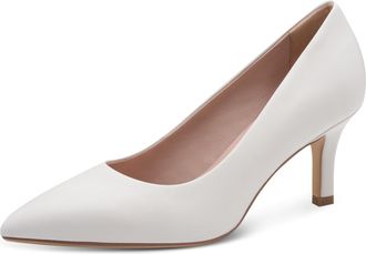 Tamaris Damen Klassische Pumps, Frauen Pumps,TOUCHit-Fu&szlig;bett,trage-Komfort,weit,Weite,Silber,Silber,schwarz,blau,rot,White Leather,37 EU